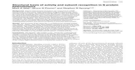Structural Basis Of Activity And Subunit Recognition In G Protein Heterotrimers Pdf Document