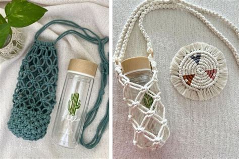 4x Easy Diy Macrame Water Bottle Holder Tutorials By Silentknot Macrame For Beginners