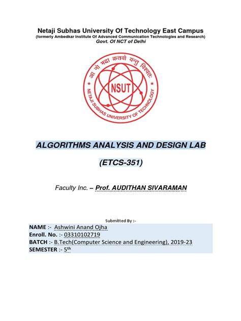 Algorithm Design And Analysis Ggsipu Complete Lab File Pdf Computer