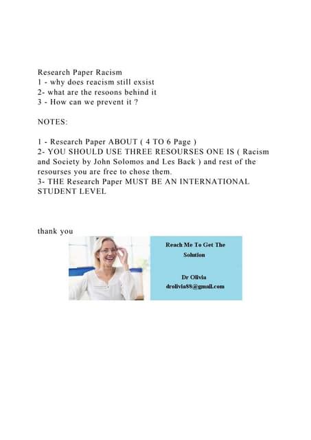 Research Paper Racism1 Why Does Reacism Still Exsist2 Whadocx