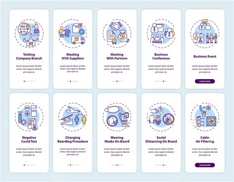 Onboarding Mobile App Screen With Concepts On Business Travel Trends Vector Website Work Site