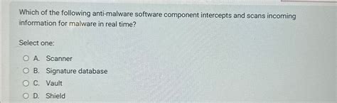 Solved Which Of The Following Anti Malware Software