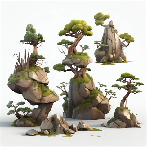 Premium Ai Image 3d Asset Trees Cartoon Style For Game Asset