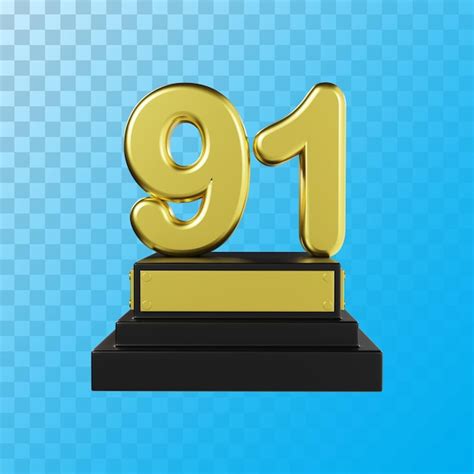 Premium Psd Number 91 Golden Luxury 3d Rendering