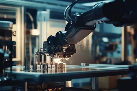 Robotic Arm Picking Up Components On Production Line In Factory Stock Illustration