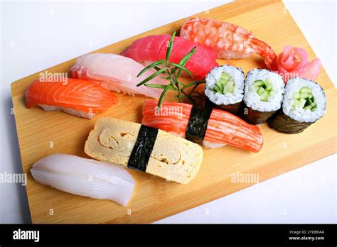 Sushi Assortment A Combination Of Sushi Vinegared Rice And Raw Fish