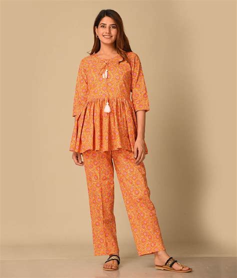 Deep Orange Fiorella Loungewear Set Feature Attractive Look Comfortable Easy Washable