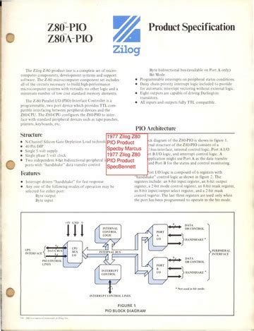 1977 Zilog Z80 PIO Product Spec Free Download Borrow And Streaming Internet Archive