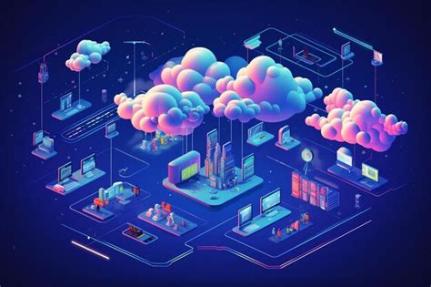 Premium Photo Block Chains And Cloud Computing D Rendering