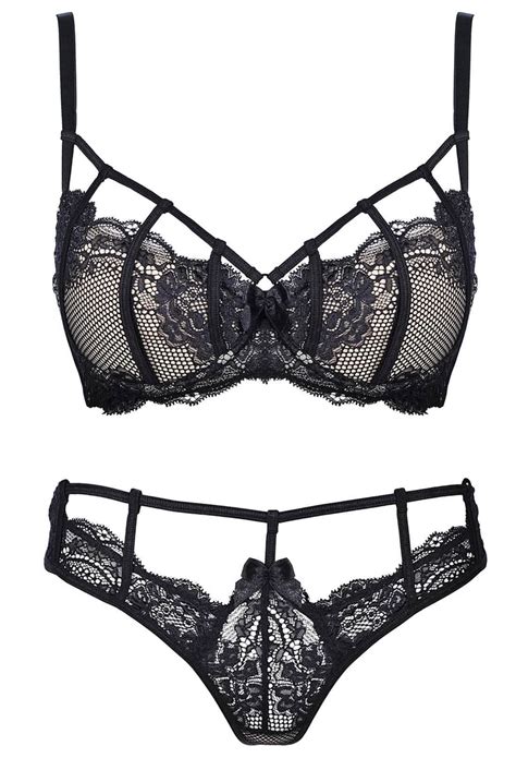 Black Lace European Bra And Panty Set Lingerie Seduction