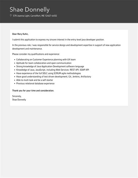 Entry Level Java Developer Cover Letter Velvet Jobs