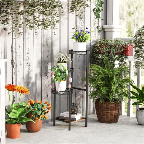 Outsunny Soporte Para Plantas De 4 Niveles Soporte De Acero Para
