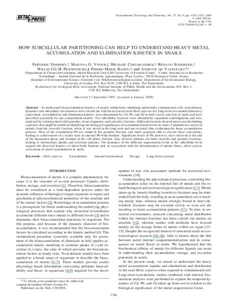 Pdf How Subcellular Partitioning Can Help To Understand Heavy Metal Accumulation And