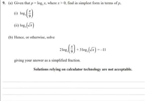 Solved A Given That P Log X Where X Find In Chegg