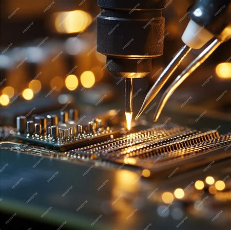 A Closeup Of Soldering Techniques Used In Pcb Assembly Including Hand