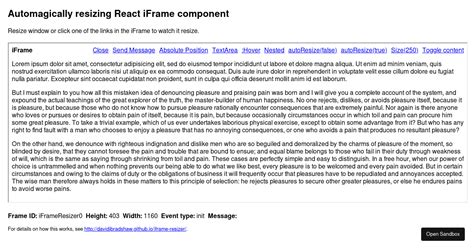 Iframe Resizer React Example Forked Codesandbox
