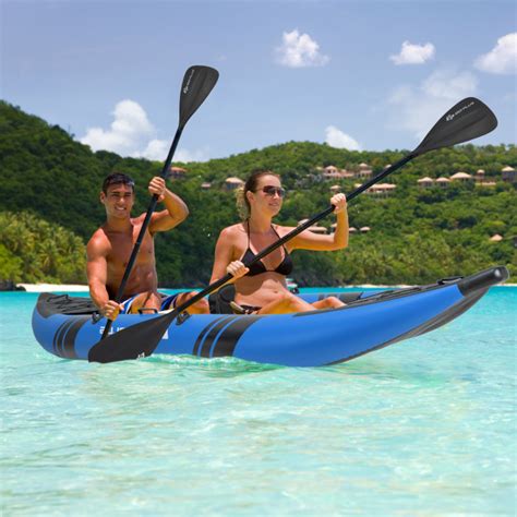 Inflatable 2 Person Kayak Set With Aluminium Oars And Repair Kit Costway