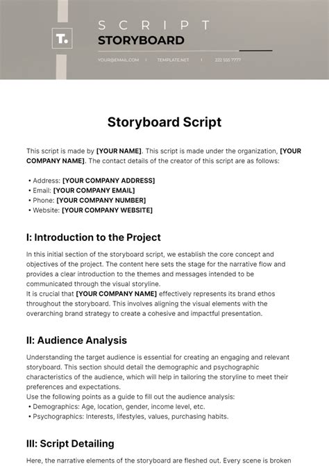 Free Storyboard Script Template To Edit Online