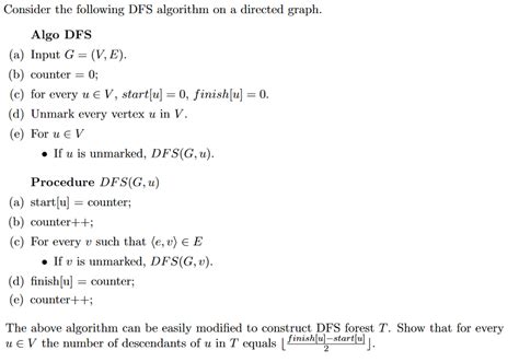 Consider The Following DFS Algorithm On A Directed Chegg