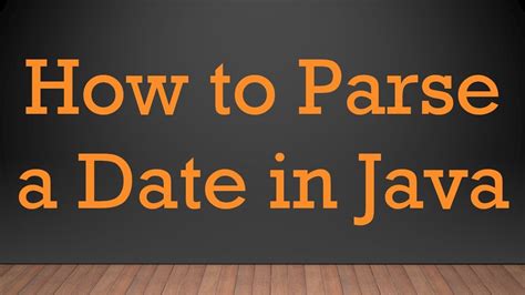 how to parse a date in java youtube