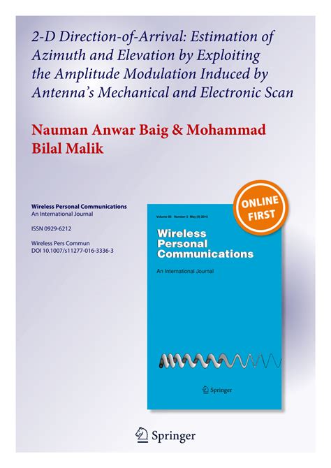 Pdf 2 D Direction Of Arrival Estimation Of Azimuth And Elevation By Exploiting The Amplitude