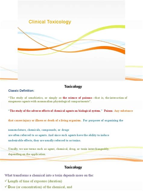 Clinical Toxicology Lecture 03 Pdf Toxicology Poison