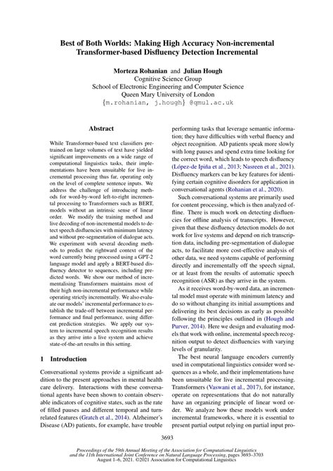 PDF Best Of Both Worlds Making High Accuracy Non Incremental Transformer Based Disfluency
