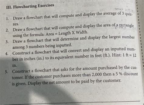III Flowcharting Exercises 1 Draw A Flowchart StudyX