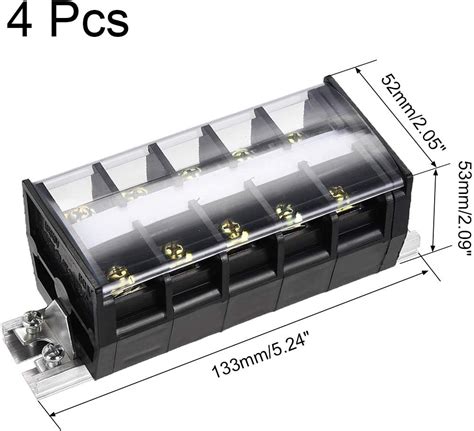 Uxcell Barrier Terminal Strip Block 5 Positions 660v 60a Dual Rows Din Rail Base Screw Connector