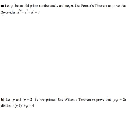 Solved A Let P Be An Odd Prime Number And A An Integer Use Chegg