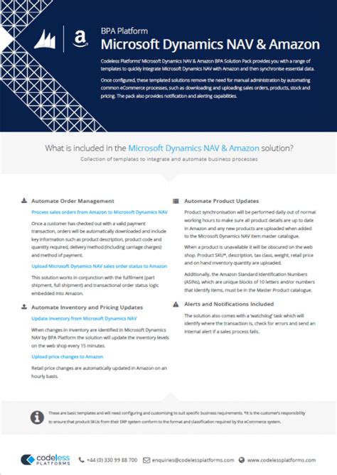 amazon microsoft dynamics nav integration solution codeless platforms