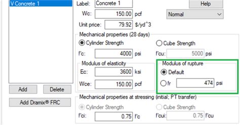 Risa User Defined Modulus Of Rupture In Adapt Builder