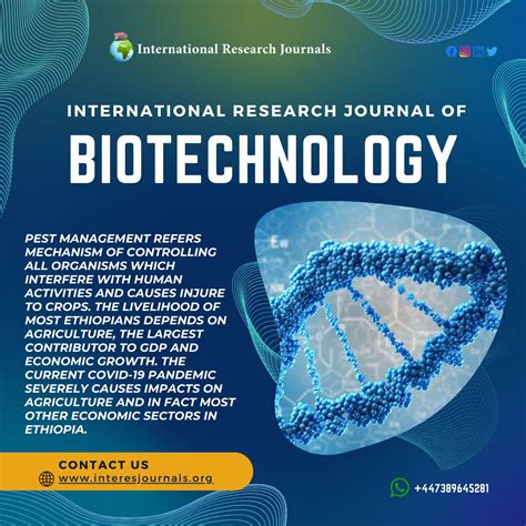 Biotechnologyresearch Sciencejournal Callforpapers Articles International Research Journals