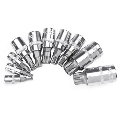 10pcs Triple Square Spline Bit Socket Set Xzn12 Point Tamper Proof Soc