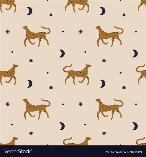 Cute Leopard Seamless Pattern Or Digital Paper Vector Image