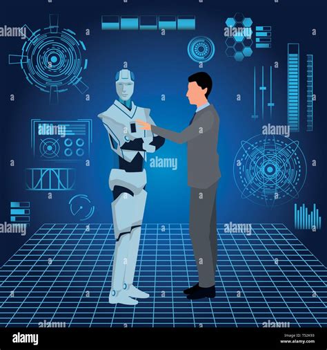 Humanoid Robot And Businessman Stock Vector Image And Art Alamy
