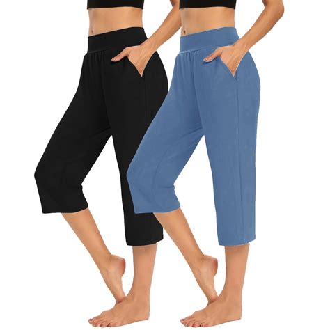 Iugvhana 2 Pack Capri Leggings For Women High Waisted Capris Soft
