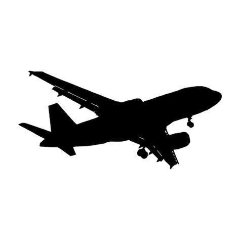 비행기 실루엣 검정 흰색 배경 벡터 일러스트 레이 션에서 격리 프리미엄 벡터