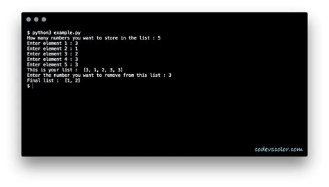 Python Program To Remove All Occurrence Of A Value From A List CodeVsColor
