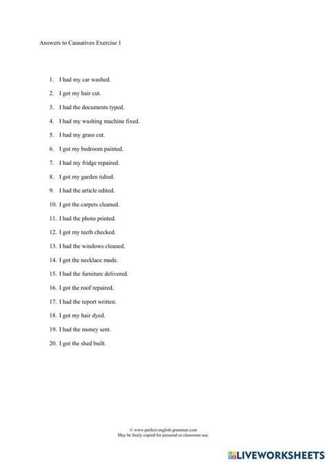 The Causative Exercises Online Exercise For Live Worksheets