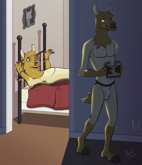 rule 34 anthro bed bedroom birbdrain blue eyes brown body brown fur