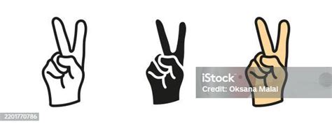 평화 손 기호 아이콘입니다 승리와 인사 제스처 희망과 성공 벡터 그림 긍정적 인 메시지 픽토그램 자유와 격려 개념 검은색에 대한 스톡 벡터 아트 및 기타 이미지 Istock