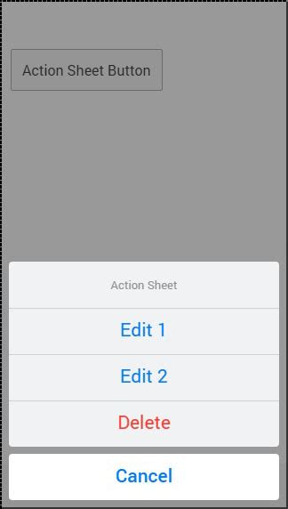 Ionic Javascript Action Sheet Ionic