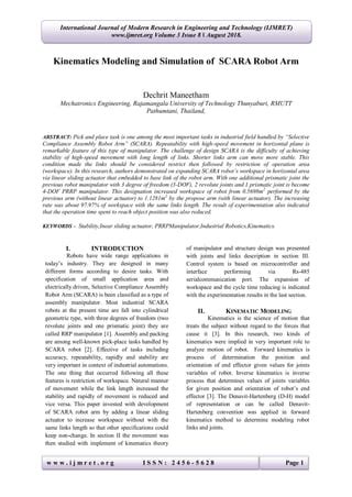 Kinematics Modeling and Simulation of SCARA Robot Arm | PDF