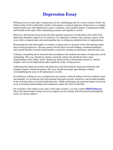 Depression Essay Download Free Pdf Peer To Peer