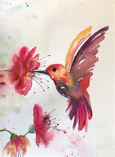 Колибри. #watercolor #акварель | Colibrí en acuarela, Arte de colibrí ...