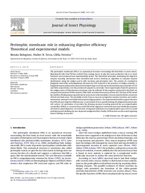 Pdf Peritrophic Membrane Role In Enhancing Digestive Efficiency