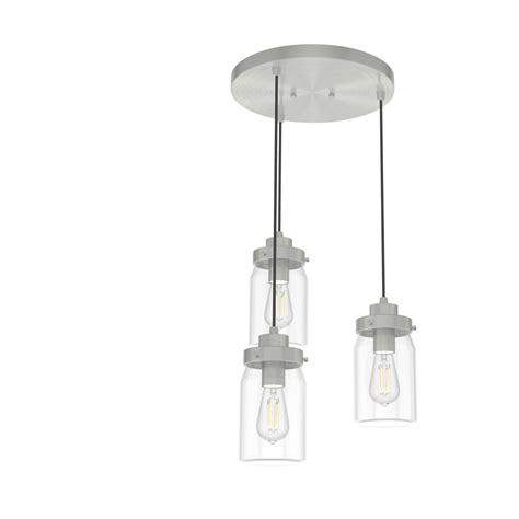 Hunter Fan 19158 Devon Park 3 Light 15 Inch Brushed Nickel Round Cluster Pendant Ceiling Light