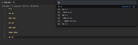 Indent Symbols In Go To Symbol Editor In Markdown Instead Of Symbol