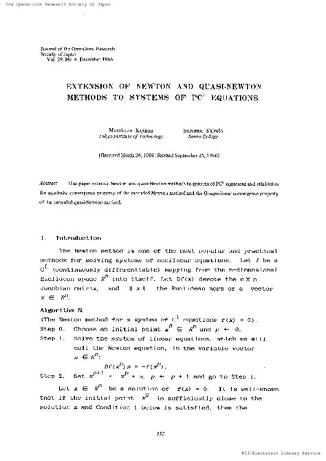 Pdf Extension Of Newton And Quasi Newton Methods To Systems Of Pc1